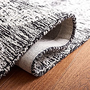 Safavieh Precious Collection Accent Rug - 3' x 5', Black & Ivory, Handmade Wool & Bamboo Silk, Ideal for High Traffic Areas in Entryway, Living Room, Bedroom (PRE303Z)