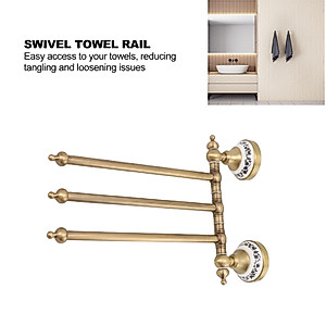 Luqeeg Antique Brass Swivel Towel Holder, European Towel Holder with Wall Mounted Kit, Rotated Towel Rack for Kitchen, Bathroom, Home and Commercial Use, Space Saving