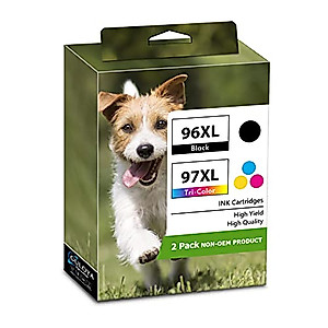 96XL 97XL High Yield Ink Cartridges Remanufactured for HP 96&97 XL Work with DeskJet 5940 6840 6940 6988 9800 officejet 7210 7310 7410 Photosmart 2610 2710 8050 8450 Printer (1 Black+1 Tri-Color)