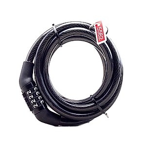 aostirmotor Bike Lock Cable, 4-Digit Bicycle Combination Lock Universal Cable Lock, Anti-Theft Steel Wire Combination Lock 4FT Long, 1/3 Inch Diameter, Black