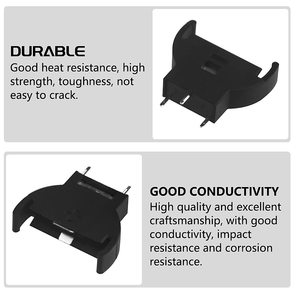 WMYCONGCONG 50 PCS CR2032 Vertical Button Cell Battery Sockets Holder Case Plastic Shell Type, Black