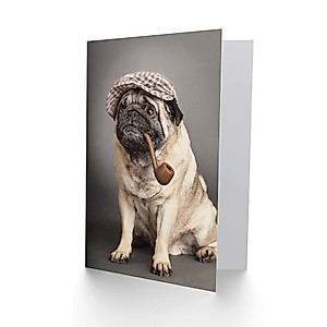 Wee Blue Coo Greetings Birthday Gift Cute Dog Sherlock Holmes Sealed Greeting Card Plus Envelope Blank inside