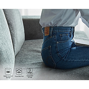 AMERLIFE 97 inch Sofa, Deep Seat Sofa-Contemporary Chenille Sofa Couch, 3 Seater Sofa for Living Room-Oversized Sofa, Grey Comfy Sofa