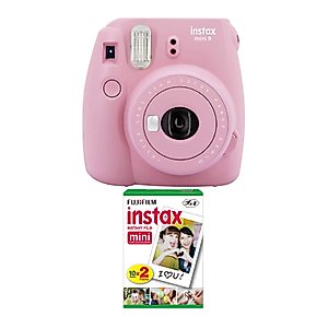 Fujifilm instax Mini 9 Instant Film Camera (Blush Pink) with Instant Twin Film Pack Bundle (2 Items)