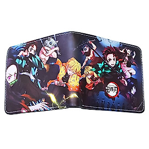 Anime Demon Wallet Tanjiro Nezuko Zenitsu Inosuke Short Bifold Leather Moneybag Photo Card Holder Cosplay Accessory Halloween