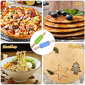 Mini Silicone Rolling Pin for Kids,Non-stick Surface Wood Handle,9-inch 2 Pack