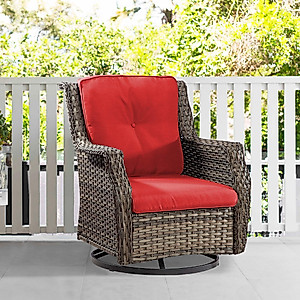 Yokayoay Wicker Swivel Rocking Chair, Outdoor Rattan Rocker Chair, Patio Conversation Chair for Deck Porch Backyard Balcony