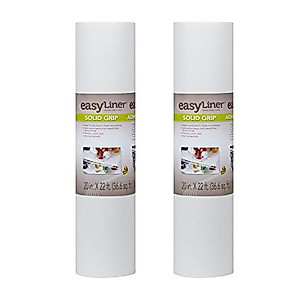 Duck 281875 Solid Grip EasyLiner Shelf Liner - White, 20 in x 22 ft Roll, 2 Rolls