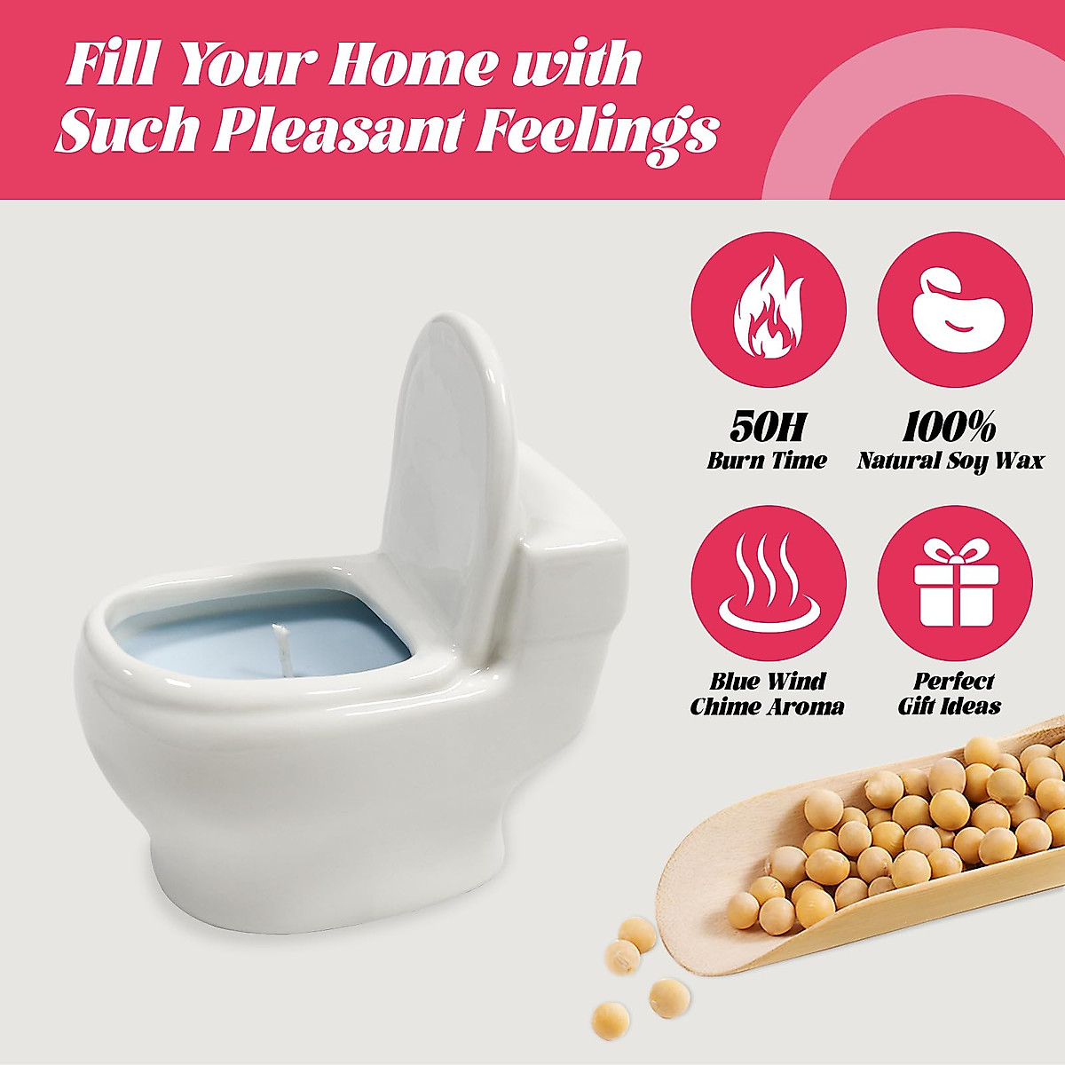 Stocking Stuffers for Women Men Adults, Funny Toilet Candle for Women Men, Gag Gift for Women Men Friend, Toilet Design Jar Candles Suitable for Bathroom Scented and Quirky Gift for Friends