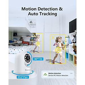 Jennov 2K Pan/Tilt Indoor Cameras for Home Security - 2.4 GHz Pet Dog Camera with Phone App, WiFi Baby Camera Monitor, Color Night Vision, Motion Detection, Auto Tracking, Compatible with Alexa