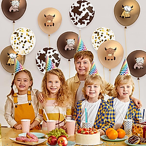 K1tpde Highland Cow Balloons Decorations - 50PCS Cute Cow Latex Balloon Set for Kids Baby Shower Western Cowboy Party Decoration Brown Cow Balloon for Farmhouse Decor Cow Theme Birthday Party Supplies