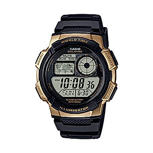 Casio Men's '10 Year Battery' Quartz Stainless Steel and Resin Watch, Color:Black (Model: AE-1000W-1A3VCF)