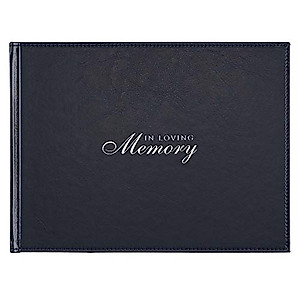 With Love in Loving Memory Guest Book - Navy Faux Leather - Condolence Book, Memorial Sign-in Book for Funerals & Memorial Services