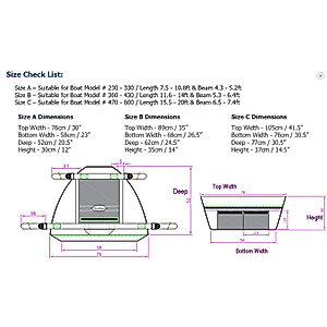 Seamax Sunlitec Front Accessory Storage Bow Bag for Inflatable Boat, with Reflective Line - Size C for 15-20ft Boat