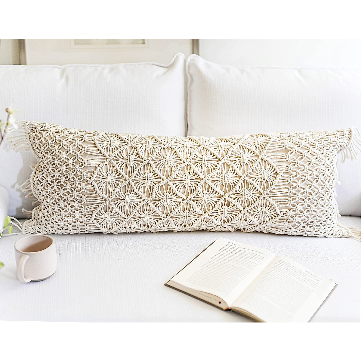 BlissBlush Cream Beige Lumbar Pillow Cover 14x36, Farmhouse Body Lumbar Pillow Cover, Couch Bed Lumbar Throw Pillow Cover, Decorative Pillow for Bed(1 Piece, Cover Only, 14x36 inch)