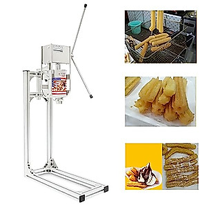 Commercial Churro Maker Machine 3L Manual Churro Filling Machine L-shape Vertical Spanish Donuts Machine Heavy Duty Churro Donut Maker with 5 Nozzles for Home, Restaurant, Bakery