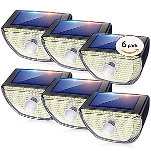 oditton Solar Motion Sensor Lights,Solar Patio Lights,Solar Lights Outdoor,Solar Deck Light,200 LED with 3 Lighting Modes,IP65 Waterproof,270° Wide Angle, for Patio,Yard,Deck,Black,6 Pack