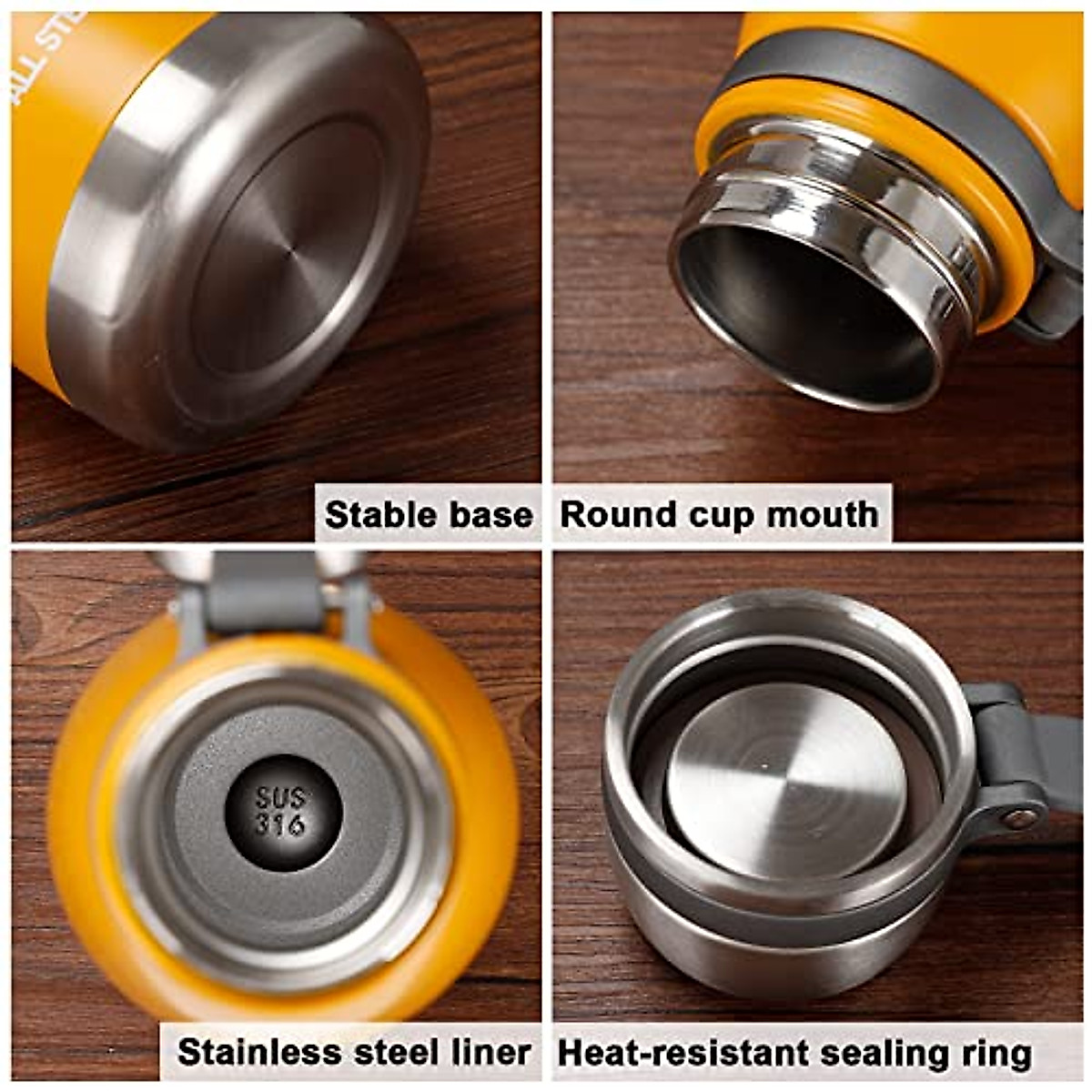 JOYRSES All Stainless Steel Vacuum Thermos,Keeps beverage and water Hot or Cold for Up to 20 Hours,Insulated water Bottle22oz(Dark blue）