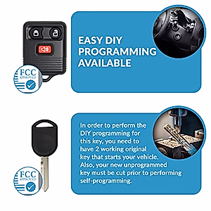 Keyless2Go Replacement for Keyless Entry Car Key Fob Vehicles That Use 3 Button CWTWB1U331, with New Uncut 80 Bit Transponder Ignition Car Key H85