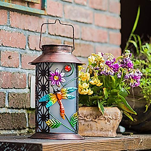 RUILAIYA BOAER Garden Solar Lantern Lights Outdoor Hanging Dragonfly Retro Metal LED for Outdoor Table Patio