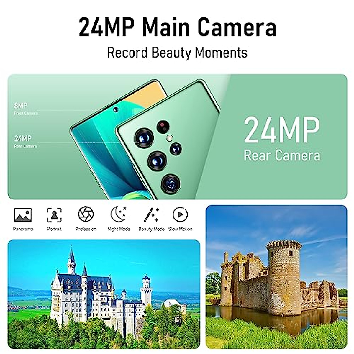 VIQEE C21 Mobile Phones,Cell Phones Android 6.8" FHD+ Punch Hole Screen,5G/2.4 Global Bands Dual Sim Unlocked Phones 6GB+256GB ROM/TF 128GB, Octa Core Processor Smartphone 24MP+64+12+12MP,WiFi NFC