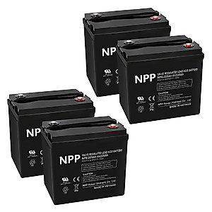 NP6-225Ah (4 Pcs) AGM Rechargeable Battery with T16A Terminal, Replace V6-225 Lead-Acid Battery, for Golf Carts, Pallet Jack, Solar Setup, Trolling Motor, RV, Marine, Wheelchair, Camping