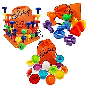 Skoolzy Peg Board Set - Egg Toy - Jumbo Nuts and Bolts