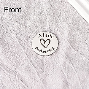 Pocket Hug Token Keychain Gifts for Mom Mother Birthday Mothers Day Gift from Daughter Son Long Distance Relationship Gifts Double Sided Pocket Hug Coin with PU Leather Keychains for Mom Women