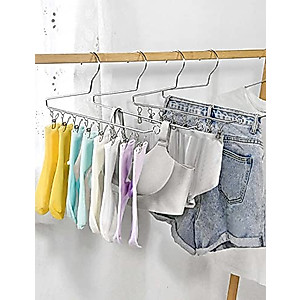 【2-Pack】 WAIKAS Pants Hangers with 8 Clips, 39cm, 304 Stainless Steel