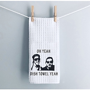 WCGXKO Funny Music Pun Decorative Flour Sack Dish Towel Oh Yeah Dish Towel Yeah Kitchen Towels Tea Towel (Dish Towel Yeah)