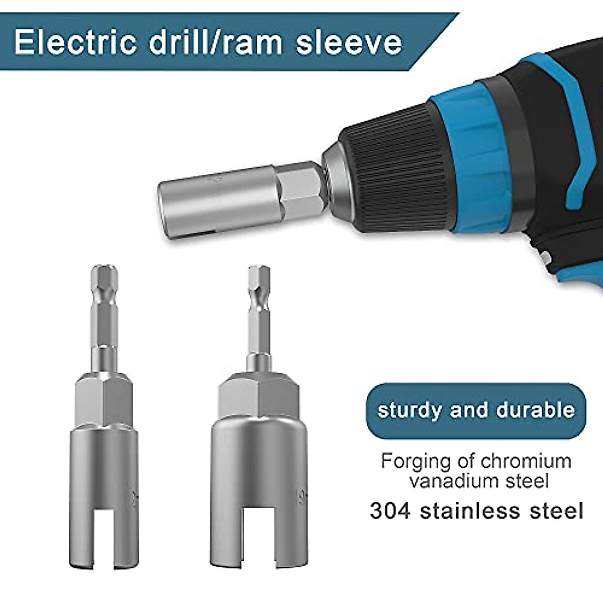 (2 Pack 2 Size 12mm,19mm) hex shank nut driver power wing nut drill bit socket tool drive kit, slotted wing nut drill sleeve wrench wrench kit, panel nut screw eye C-shaped hook bolt