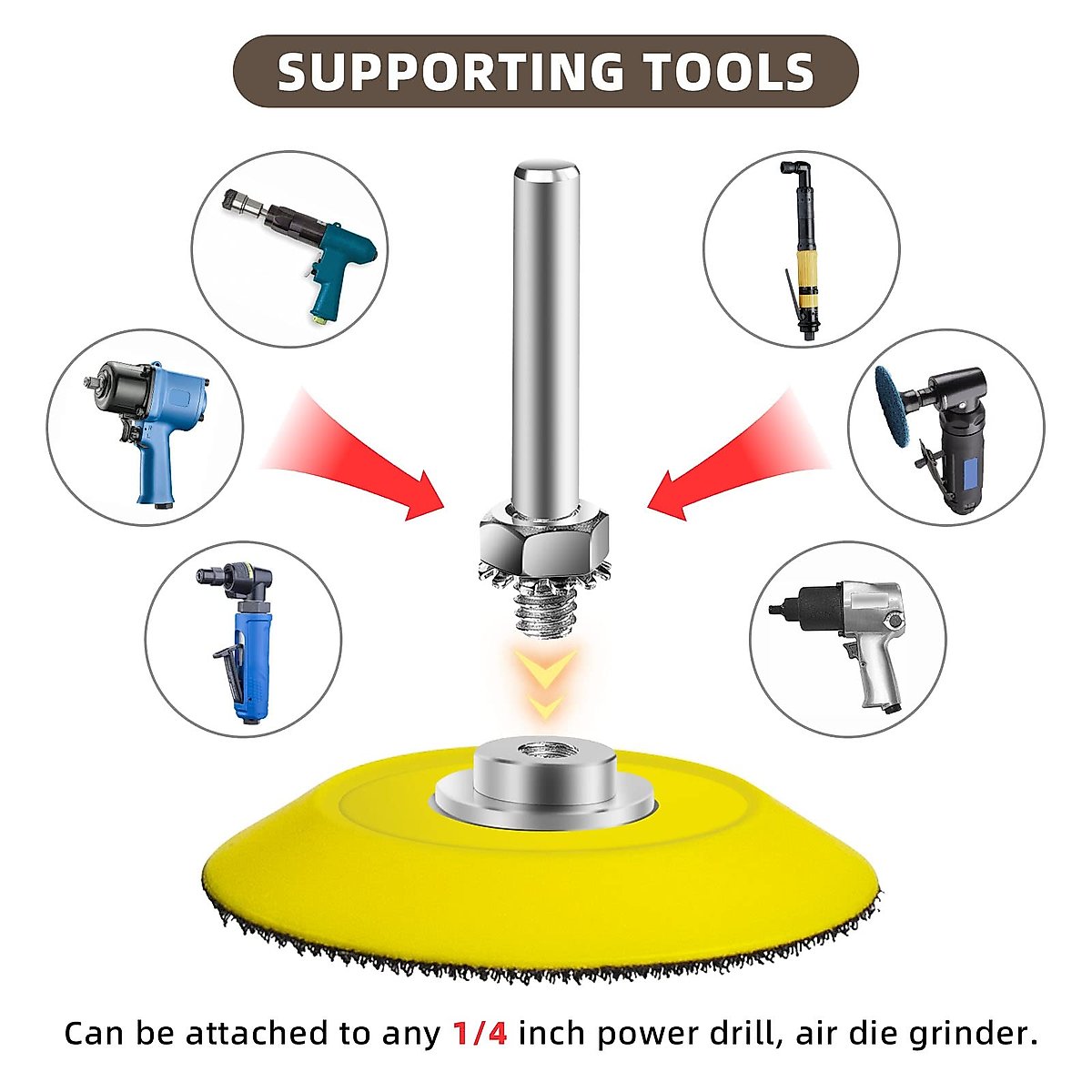 3 Inch (75mm) Hook and Loop Sanding Pad for Sanding Discs with 1/4 inches Shank Drill Attachment and Soft Foam Layer Buffering Pad, 5 Packs