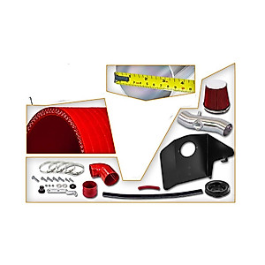 High Performance Parts Heat Shield Cold Air Intake Kit & Red Filter Combo Compatible for Chevrolet 2010 - 2011 Camaro V6 3.6L