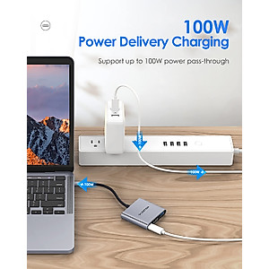 LENTION 3-in-1 USB C Hub with 100W Power Delivery, USB 3.0 & 4K HDMI for 2023-2016 MacBook Pro, New Mac Air/Surface/Chrome/Steam Deck, More, Stable Driver Adapter (CB-C14, Space Gray)