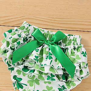 oneflow Baby Girl St Patricks Day Outfit Short Sleeve Shirt Romper Onesie Clover Shorts My First St. Patricks Summer Clothes (A-Green Outfit, 0-3 Months)