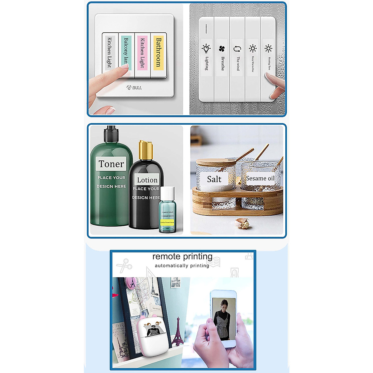 Heaunzy Label Maker Machine with Tape,Mini inkless Photo Printer,Sticker Printer,Multi-Function Match with 5 Rolls of Common Paper,Thermal Bluetooth Label Printer for Small Business,Portable Printer.