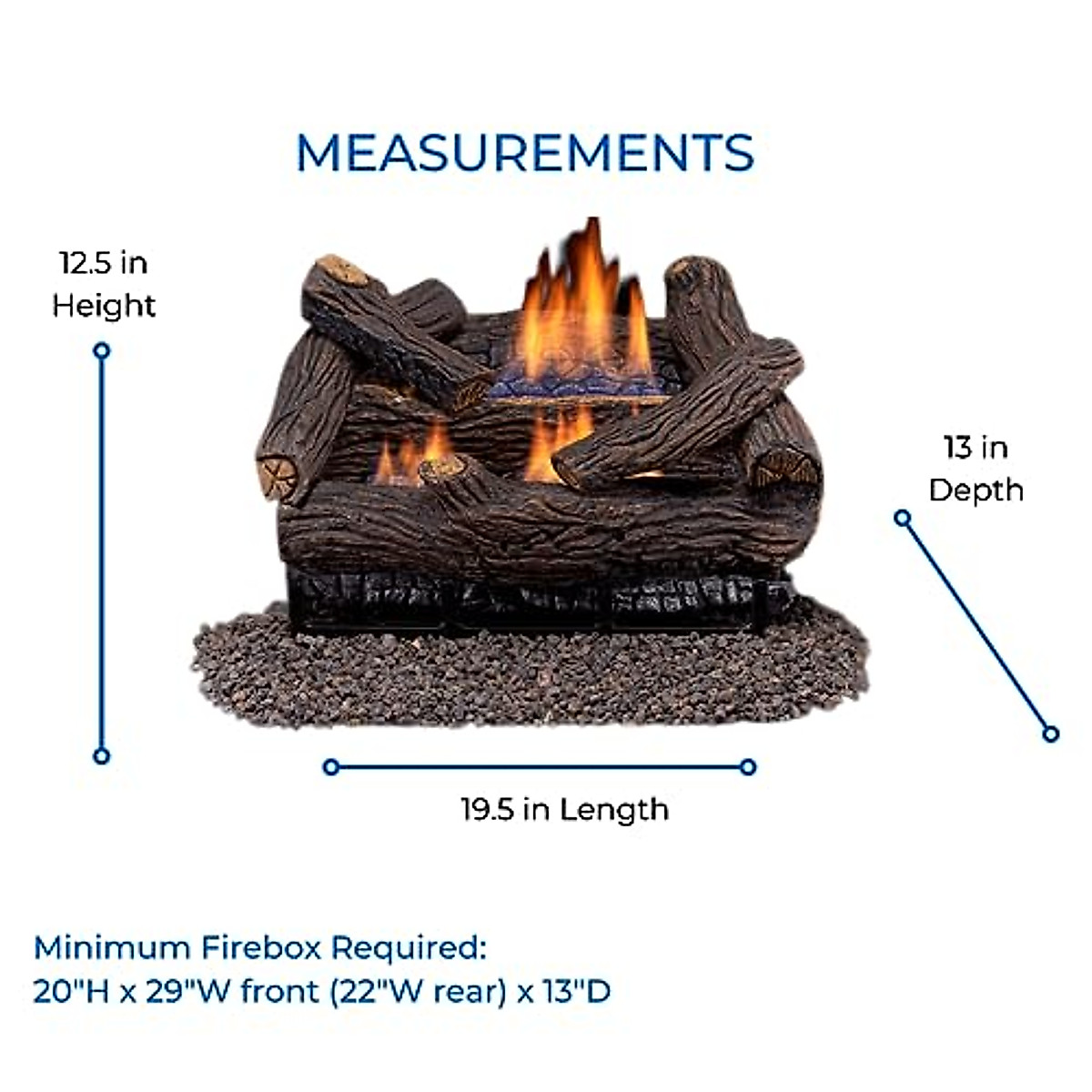 Duluth Forge DLS-18R-2 Dual Fuel Ventless Fireplace Logs Set with Remote Control, Use with Natural Gas or Liquid Propane, 30000 BTU, Heats up to 1000 Sq. Ft, Stacked Red Oak, 18 Inches