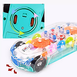 ABK Transparent Toy Car - with Visible Colored Moving Gear System, Light and Sound Transparent Electric Car Toy Light Music LED Light Effects (Sport Car)