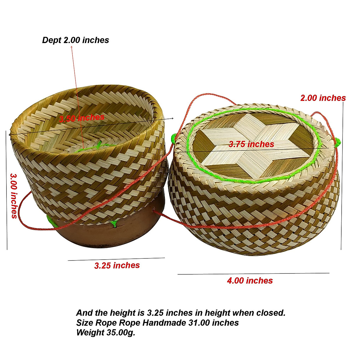 Heavens Tvcz Sticky Rice Basket Serving Thai Laos Small Handmade Bamboo to Keep Sticky Rice Warm for Restaurant