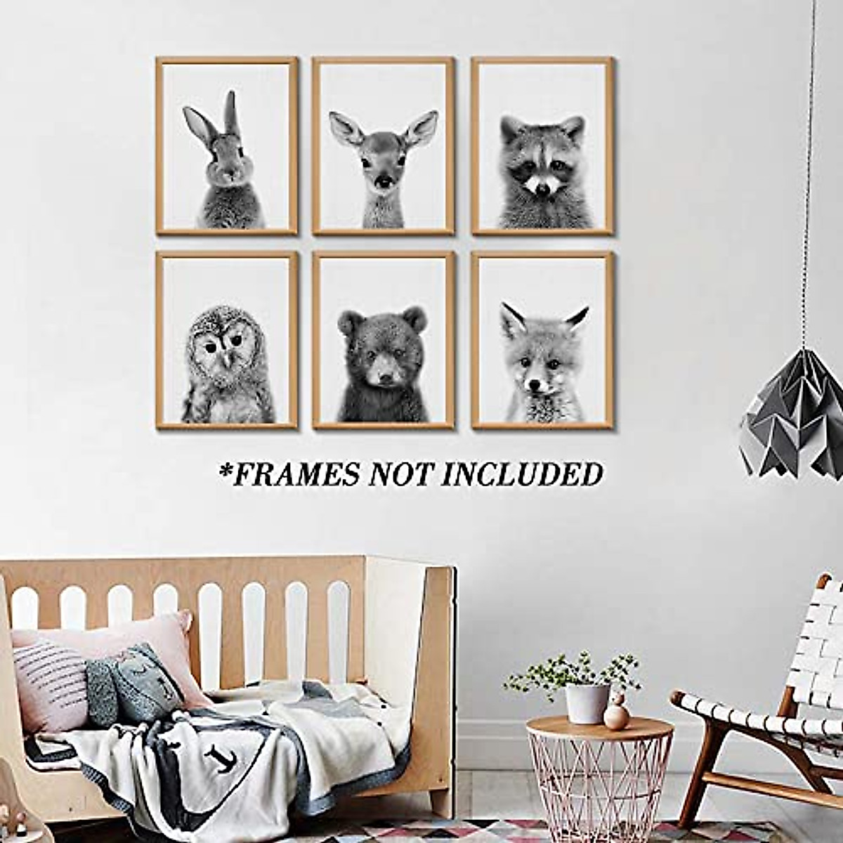 EPHANY Black and White Wall Art, Baby Animal Posters and Prints, Safari Bunny Prints, Nursery Bear Wall Art, Owl Print Wall Art Nordic Picture Kids Room Decoration (YMX017,8"x10"(20x25cm))