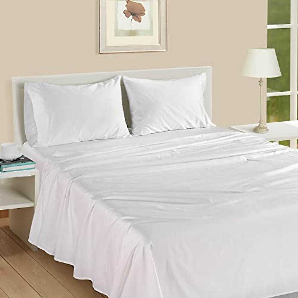 LANE LINEN King Size Pillow Case Set of 2 100% Egyptian Cotton Cases 1000 Thread Count Sateen White Cooling Cover - Perfect for Home Hotels & Hospital Use