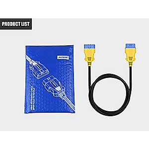 OBD Wired 150cm 16Pin Male to Female Extension Cable Diagnostic Extender Cord, Yellow (Round 16 Pin 150cm) (Nylon)