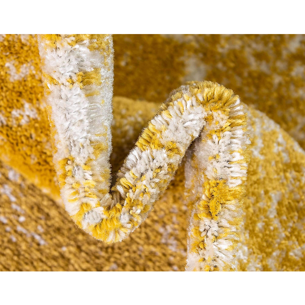 Unique Loom Bromley Collection Area Rug - Wells (96" Round, Yellow/ Ivory)