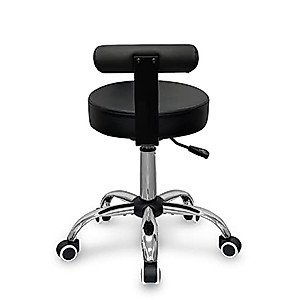 Topline Housewares 360-Degree Rolling Swivel Adjustable 'Timmy' Stool with Lumbar Back Support - Chrome/Black
