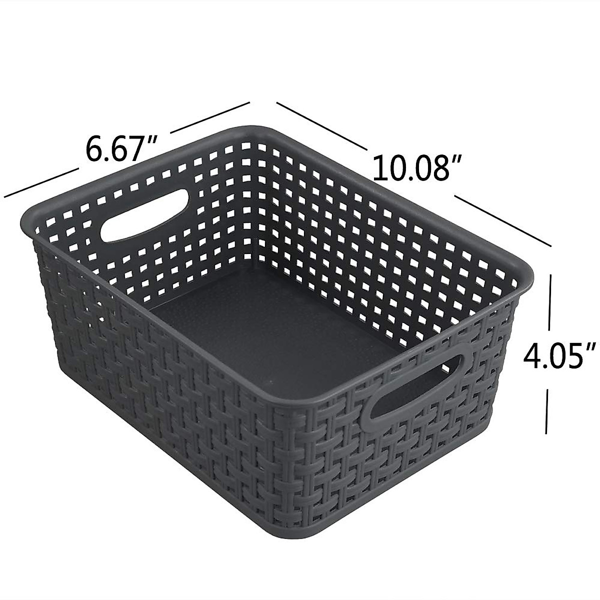 Lesbin 6-Pack Plastic Storage Baskets, Weave Storage Baskets, Gray