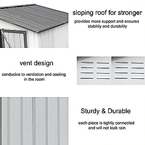 Storage shed, 8×6ft Outdoor Storage shed, Used for Backyard Storage Sheds & Outdoor Storage Clearance, can be Used as Bicycle shed, Garden shed, Tool shed, Metal shed That can be Used for Life, Grey