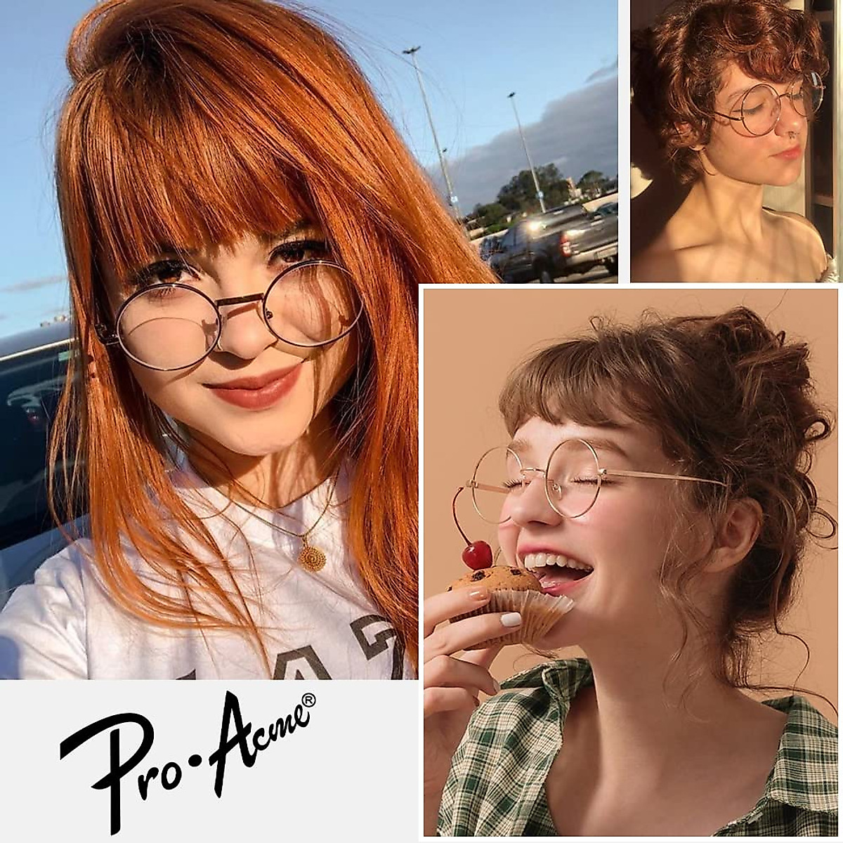 Pro Acme Non Prescription Clear Lens Glasses Retro Small Round Metal Frame (Silver)