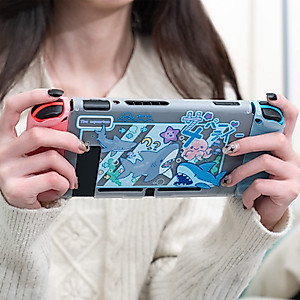 GeekShare Matte Protective Case Slim Cover Case Compatible with Nintendo Switch Only - Shock-Absorption and Anti-Scratch - Shark Party