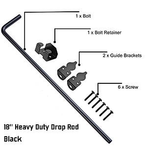 SANKINS 18" Cane Bolt Drop Rod Heavy Duty Gate Hardware Black Solid Steel Gate Ground Latch for Wood PVC Vinyl Metal Gates Fences Doors, Holding Gate to The Ground (1 Pack)