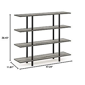 Furinno Turn-N-Tube 4-Tier Wide Display Shelf, French Oak Grey/Black